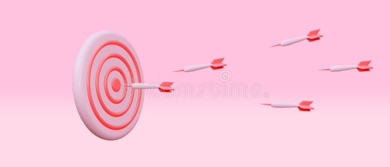 Realistic 3d Design Red Target and Arrows. Vector Illustration Stock ...
