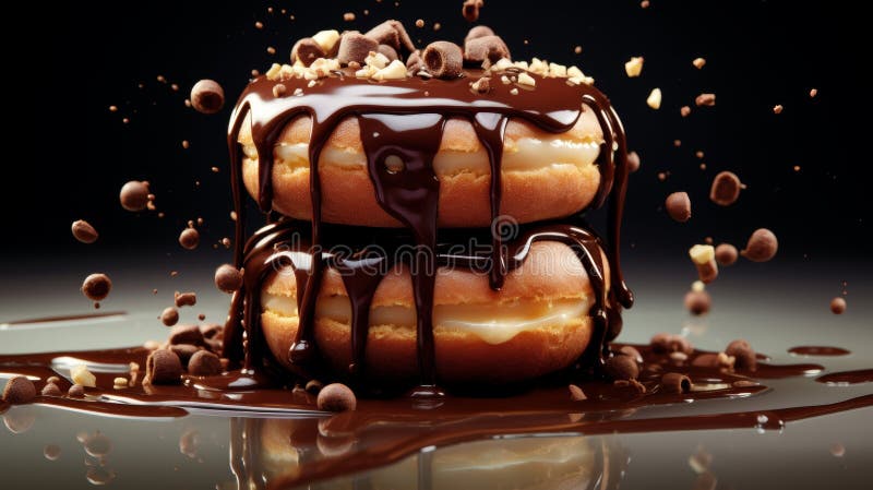 Realistic 3d Dessert with Luxurious Liquid Chocolate Drizzle for ...