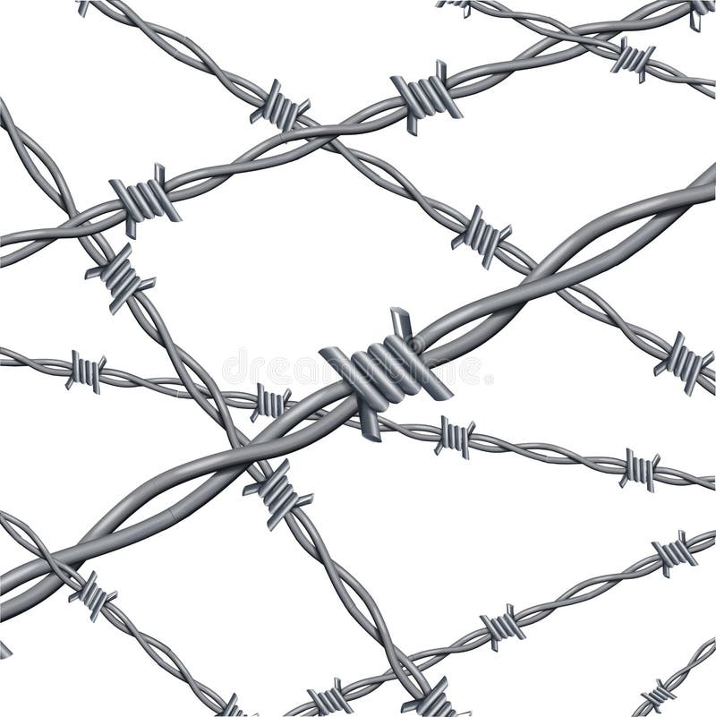 Realistic 3d Detailed Barbed Wire Line Background Card. Vector Stock ...