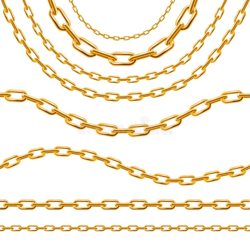 Realistic 3d Detailed Golden Chain Set. Vector Stock Vector ...