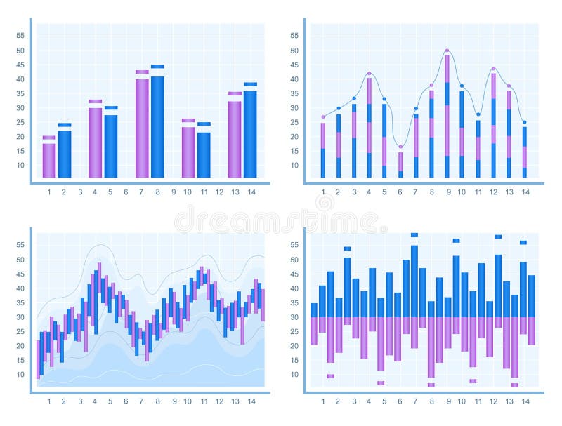 Realistic 3d Detailed Graphs and Charts Signs Set. Vector Stock Vector ...