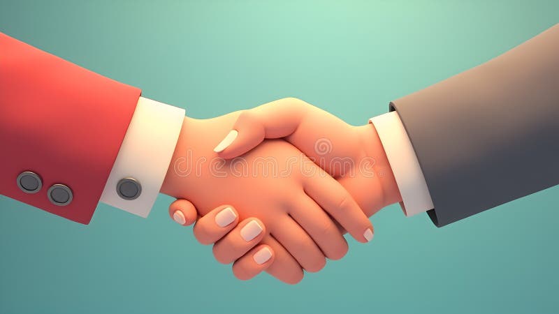 Realistic 3D Detailed Hands Shaking on Blue Background Illustration ...