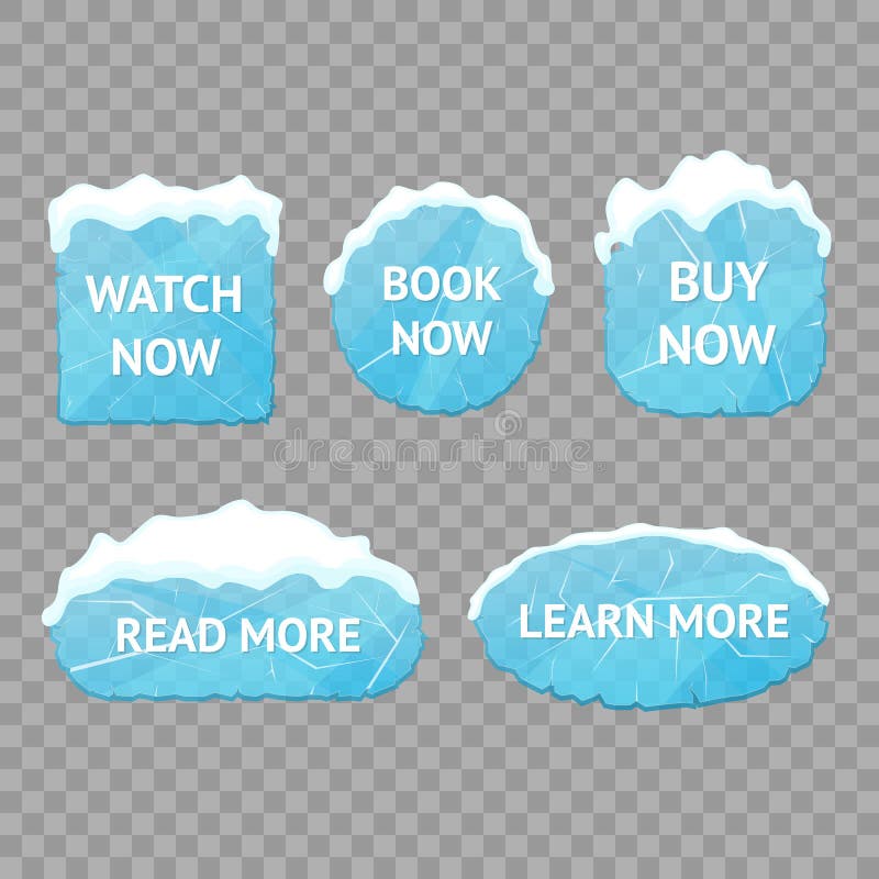 Realistic 3d Detailed Ice Buttons with Text Set. Vector Stock Vector ...