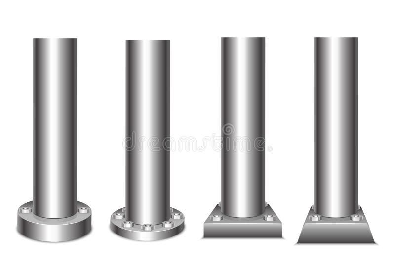 Realistic 3d Detailed Metal Pole Pillars Set. Vector Stock Vector ...