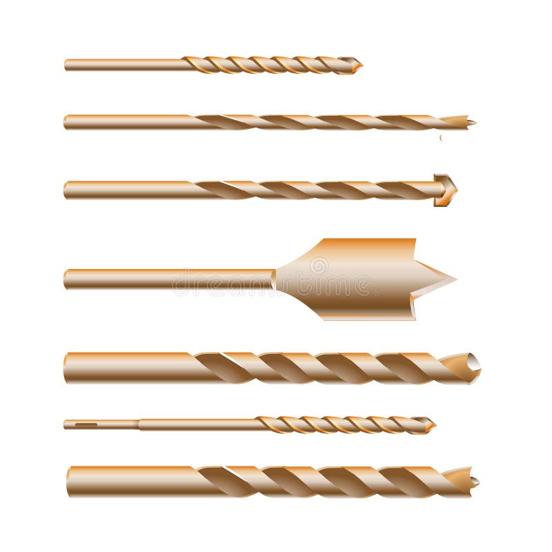 Realistic 3d Detailed Metallic Drill Bits Set Tools for Construction ...