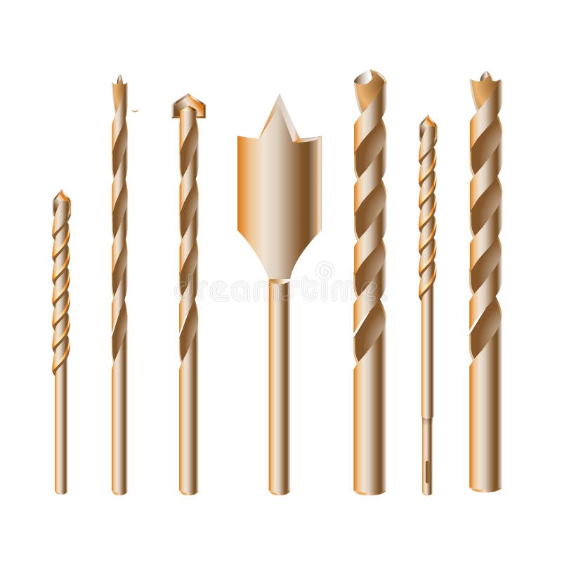 Realistic 3d Detailed Metallic Drill Bits Set Tools for Construction ...