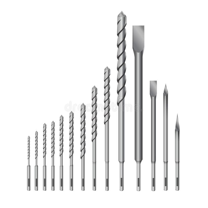 Realistic 3d Detailed Metallic Drill for Rock-drill or Perforator Bits ...