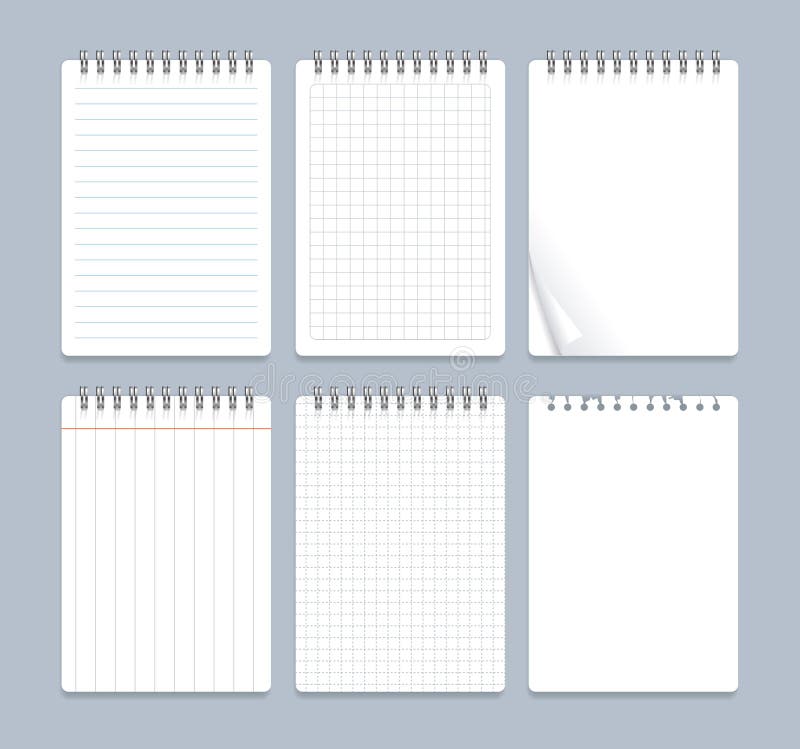 Realistic 3d Detailed Notebook Lined Spiral Set. Vector Stock Vector - Illustration of remind ...