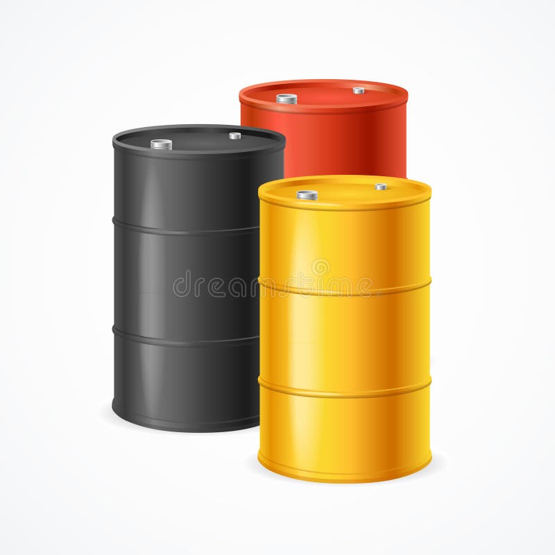 Realistic 3d Detailed Oil Barrel Drum Set. Vector Stock Vector ...