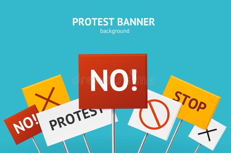 Realistic 3d Detailed Protest Concept Banner Card Background. Vector ...