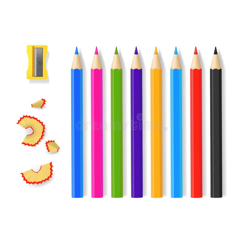 Realistic 3d Detailed Sharpener and Pencil Set. Vector Stock Vector ...
