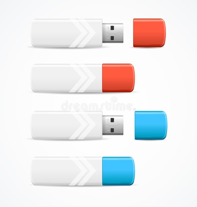 Realistic 3d Detailed USB Flash Drive Set. Vector Stock Vector ...