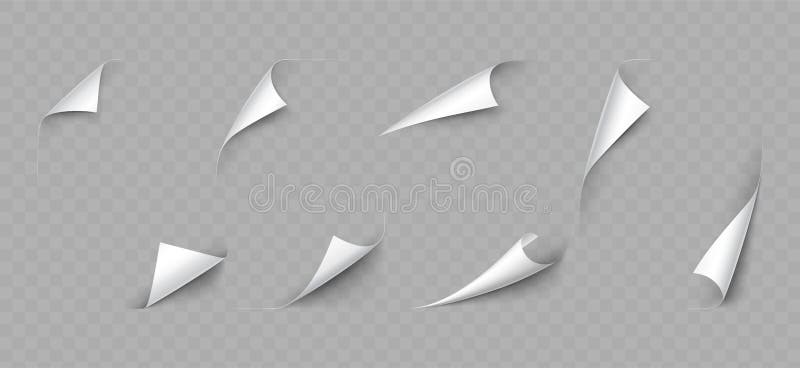 Realistic 3d Detailed White Curled Page Corner Set. Vector Stock Vector ...