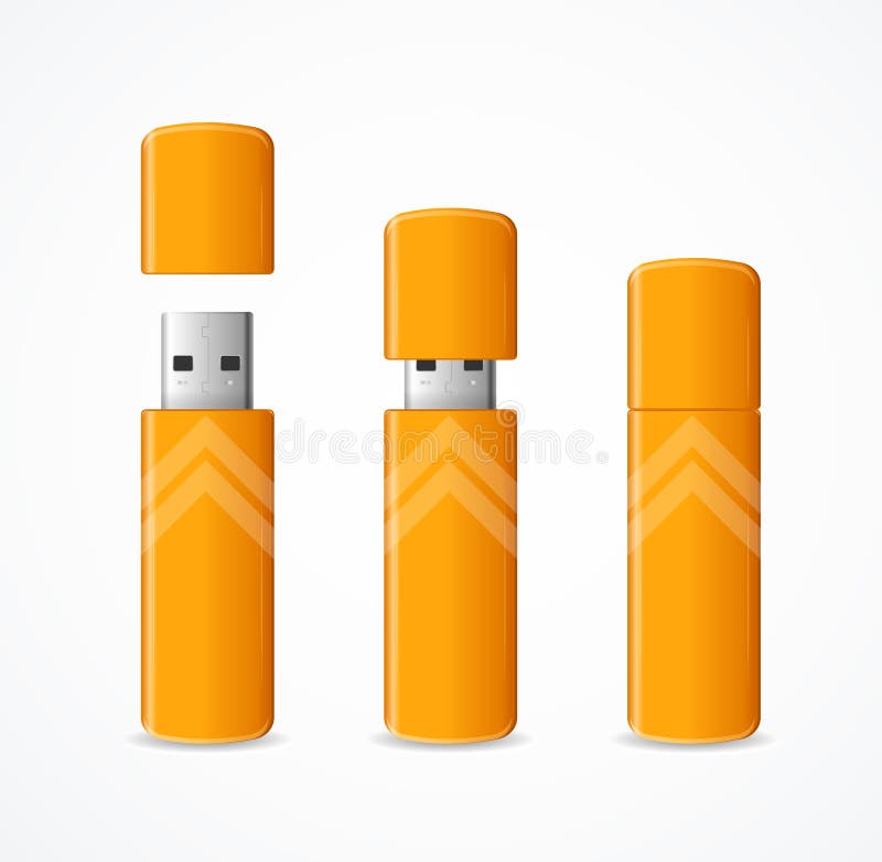 Realistic 3d Detailed Yellow USB Flash Drive Set. Vector Stock Vector ...