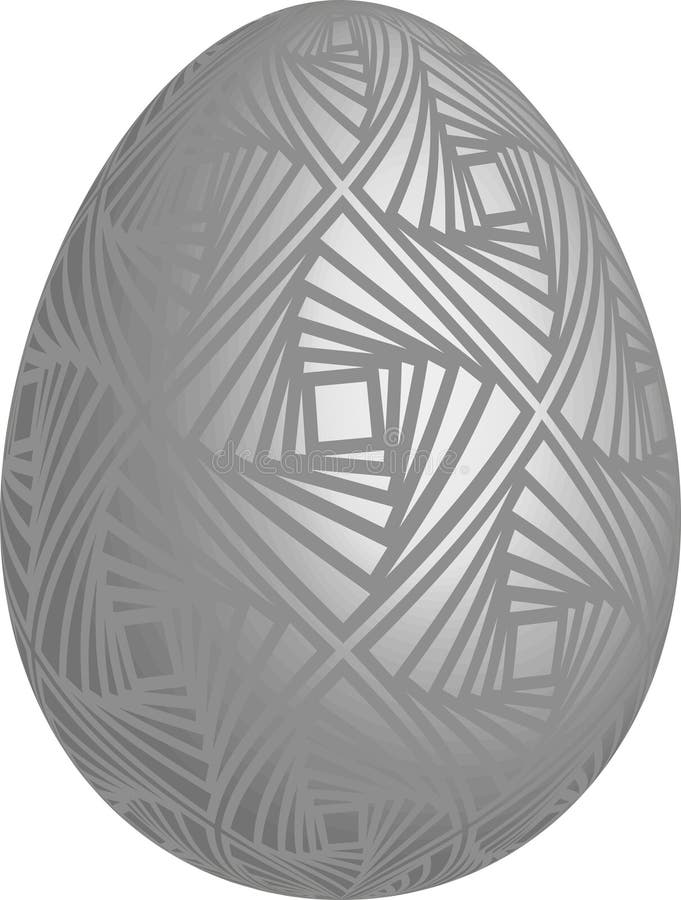 Easter Egg Decorated with 3D Effect Geometrical Grid on Silver ...