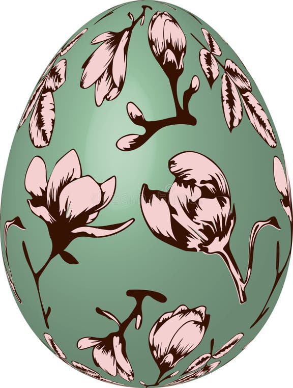Easter Egg Decorated with 3D Effect Spring Flower Buds Motif on ...