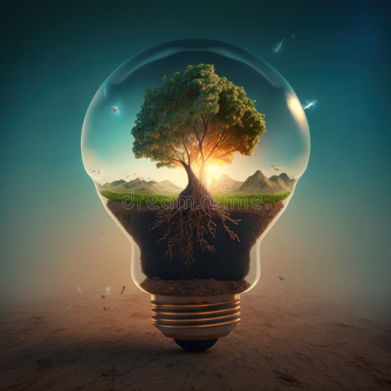 The Lightbulb Has a Tree Inside it Environment and Earthday Concept ...