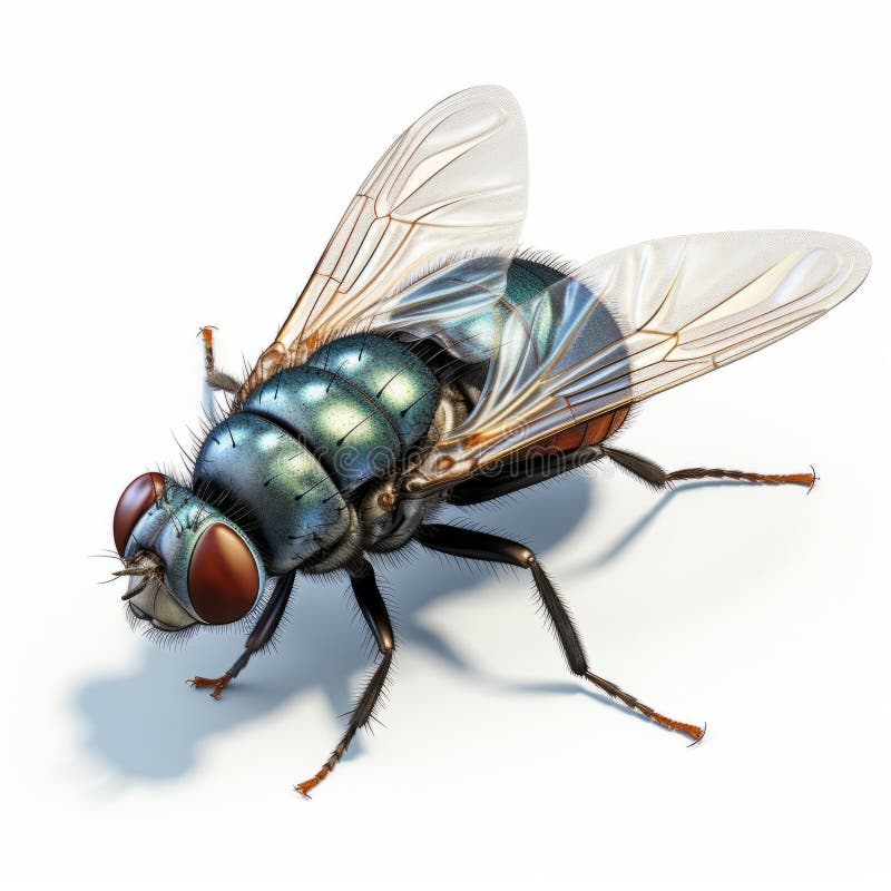 Realistic 3d Fly with Blue, Red, and White Tones Stock Illustration ...