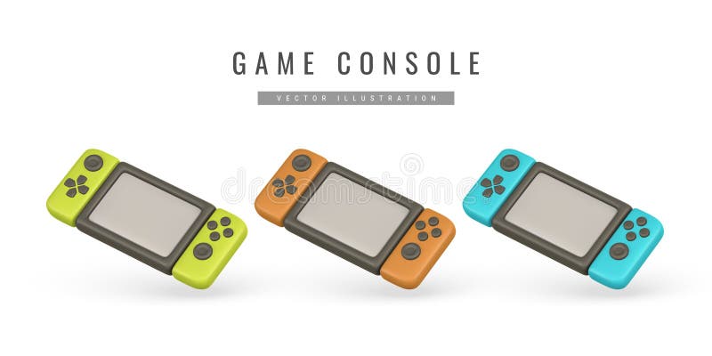 Realistic 3d Game Console in Cartoon Style. Pocket Device for Video ...