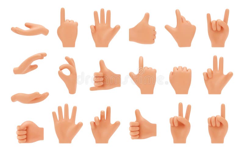 Realistic 3d Gestures Arm Gesturing Expression Stock Vector Illustration Of Peace Hand
