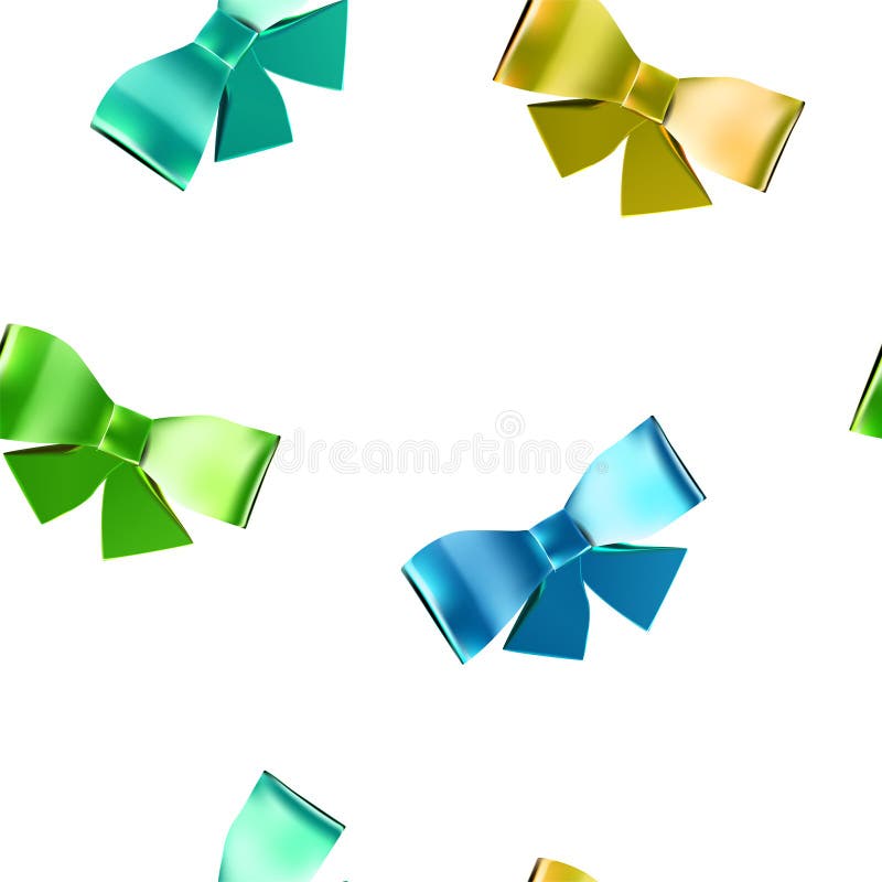 Realistic 3d Gift Bow Top View Celebration Party Seamless Stock Vector ...