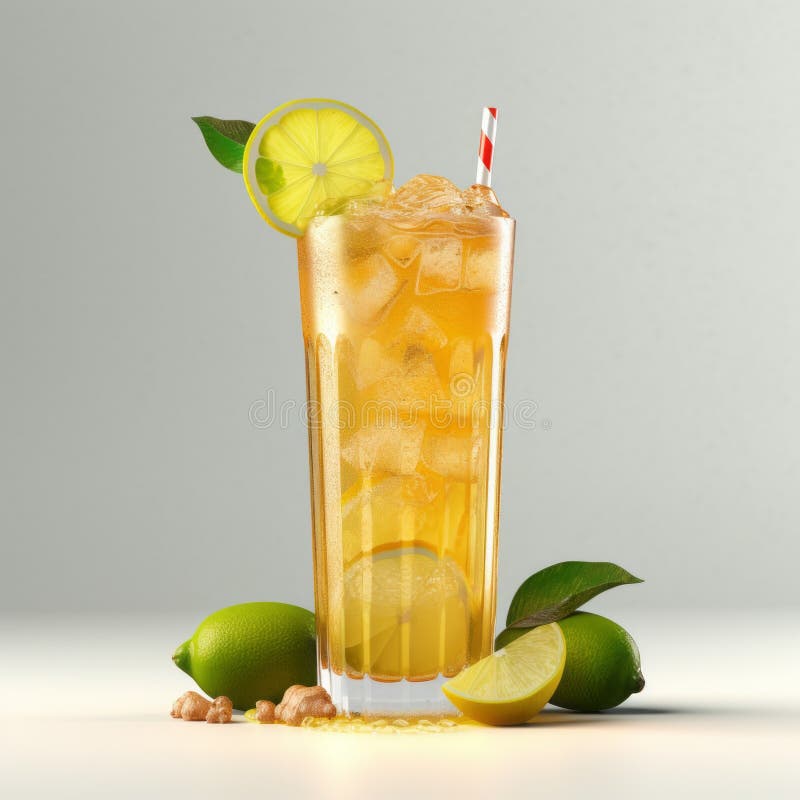 Realistic 3d Ginger Beer Render on Light Background Stock Illustration ...
