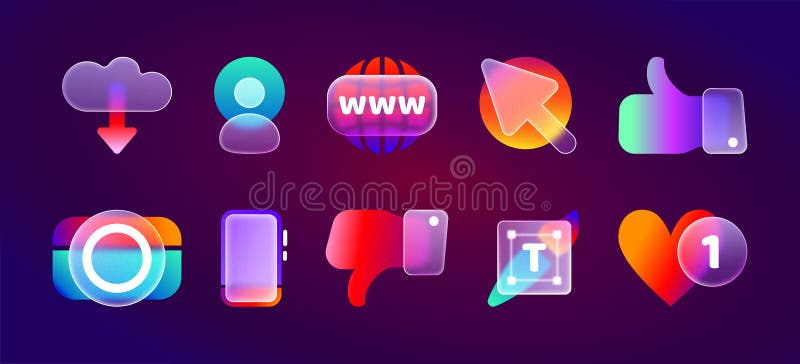 Realistic 3d Glass Morphism Transparent Ui Icons for Mobile App or ... Realistic 3d Glass Morphism Transparent Ui Icons for Mobile App or ...