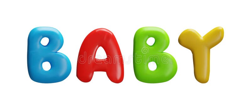 Realistic 3D Glossy Multicolored Capital Letter Word BABY, Vector ...