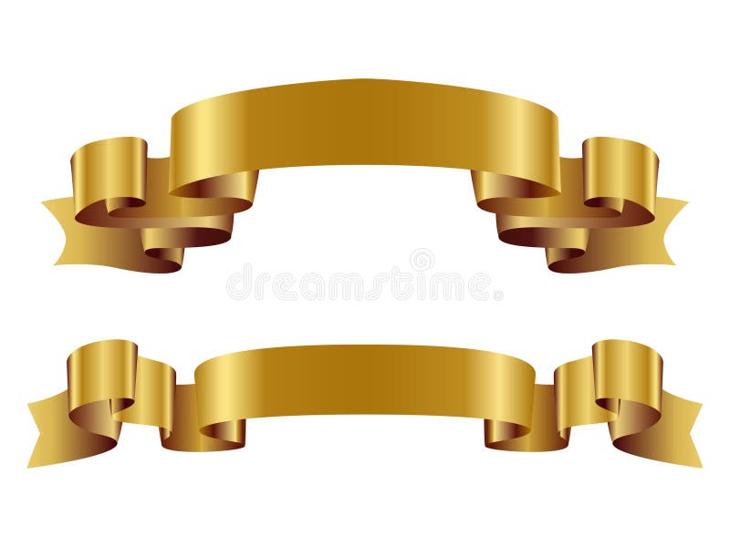 Realistic 3d Golden Glossy Decorative Congratulation Ribbons Set ...