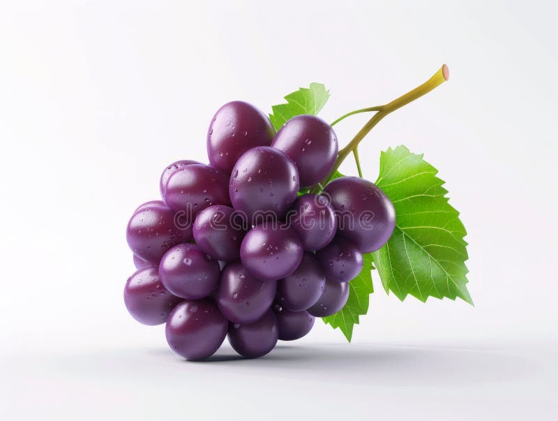 Realistic 3d Grape Cluster Isolated on White Background. Purple Grapes ...