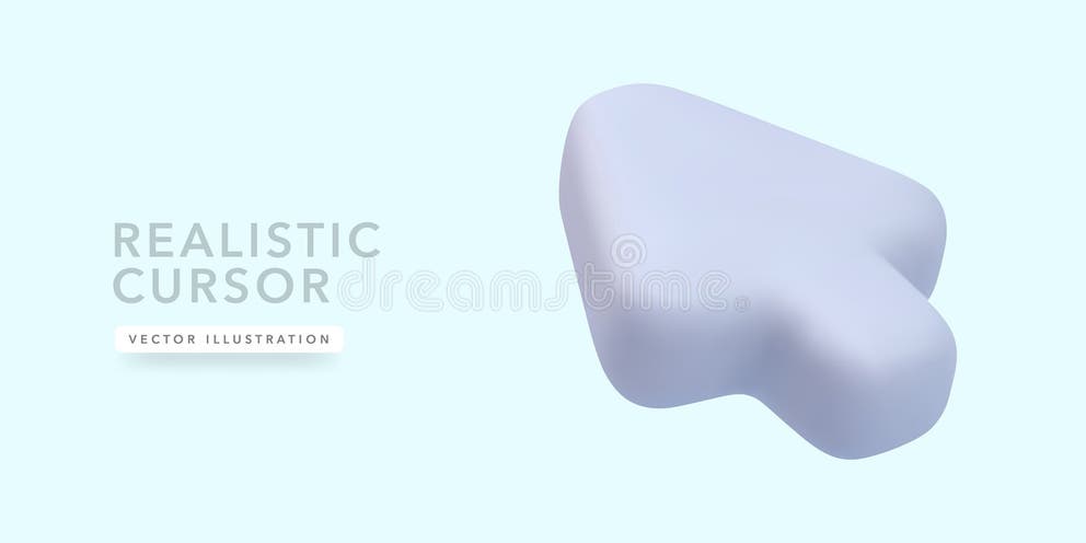 Realistic 3d Gray Cursor Isolated on Light Background. Vector ...