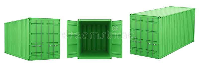 Realistic 3d Green Container for Cargo Shipping. Stock Illustration ...