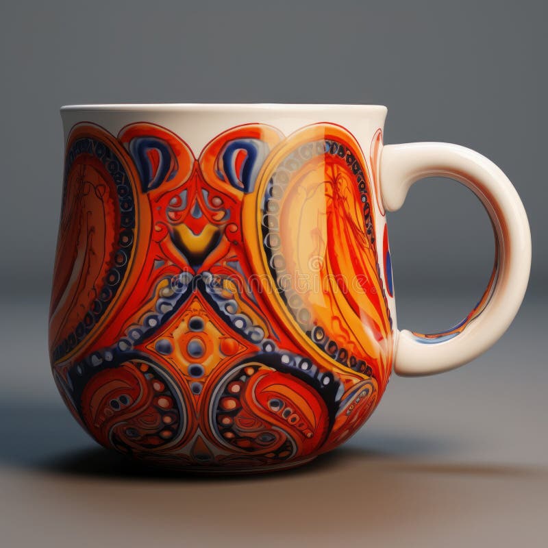 Realistic 3d Handmade Coffee Mug with Fluid Dynamic Brushwork Stock ...