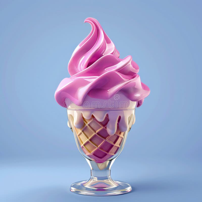 Realistic 3d Ice Cream Dessert Isolated on Pastel Background Stock ...