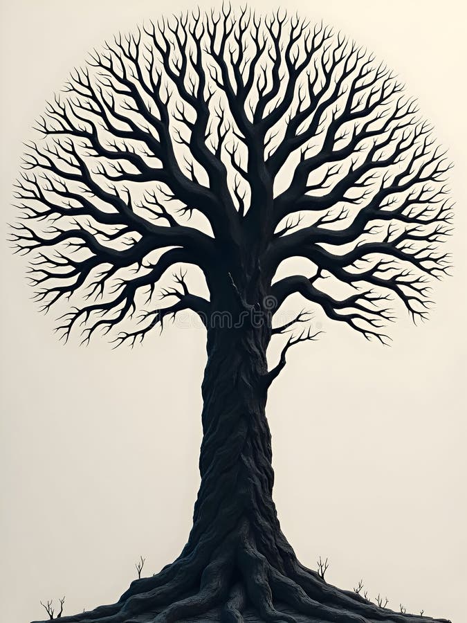 Realistic 3D Illustration of a Big Dark Dead Tree Stock Illustration ...