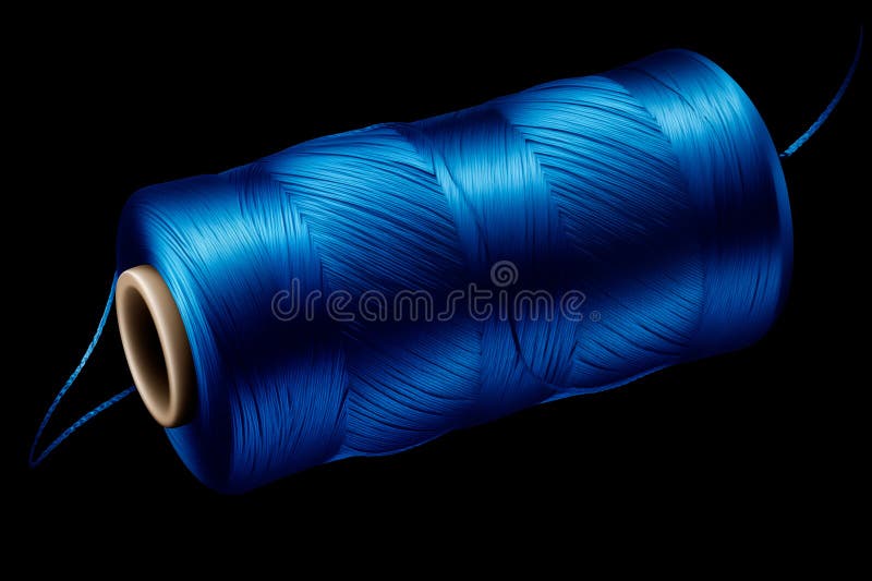 Realistic 3D Illustration of Dark Blue Sewing Thread on a Transparent ...