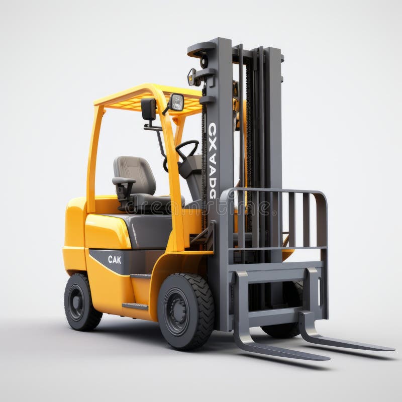Realistic 3d Illustration Of Forklifts With Hyper Detailed Renderings Stock Illustration