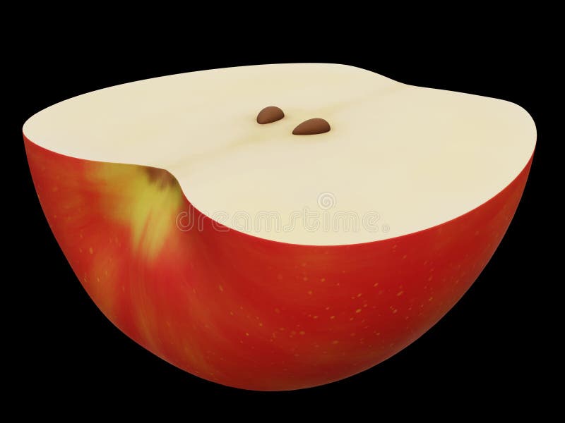 3d Illustration of Half Apple. Stock Photo - Illustration of produce ...