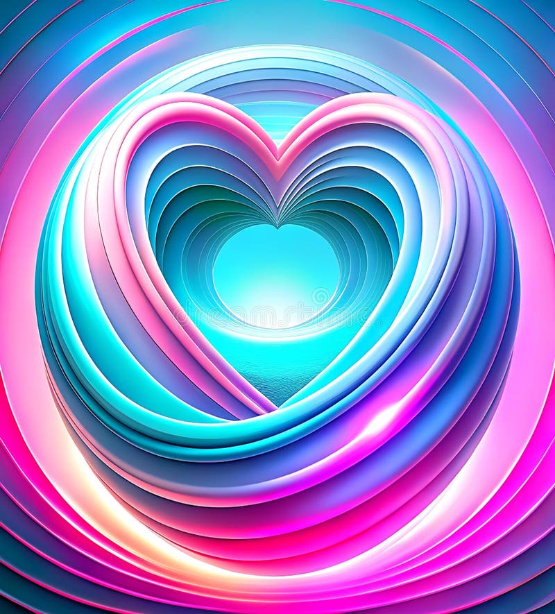 Realistic 3D Illustration of the Iridescent Holo Heart Stock ...