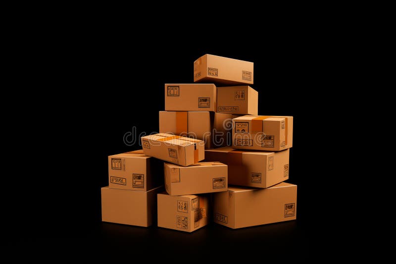 Realistic 3D Illustration of Large, Medium and Small Cardboard Boxes ...