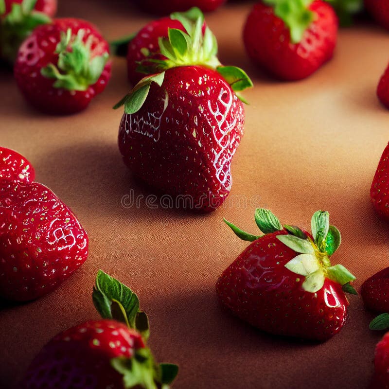Realistic 3D Illustration Strawberries on Light Background Stock ...