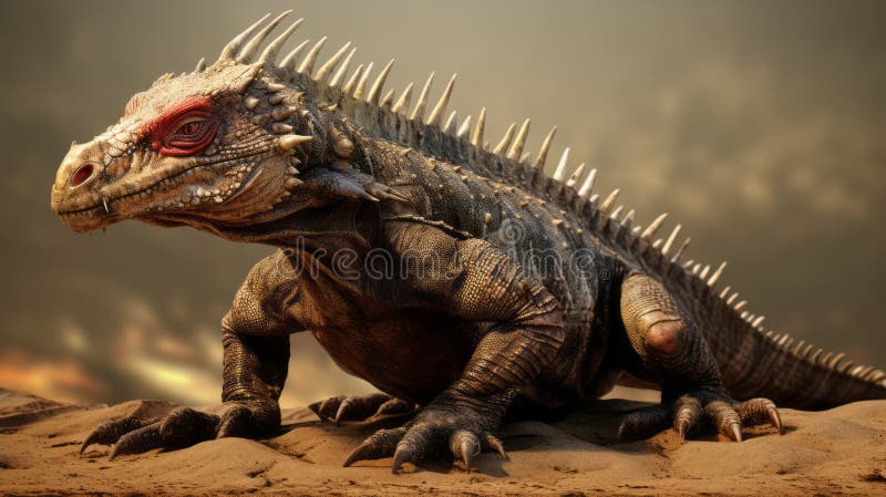 Realistic 3d Image of Scelidosaurus with Scorpion Tail in Desert Stock ...
