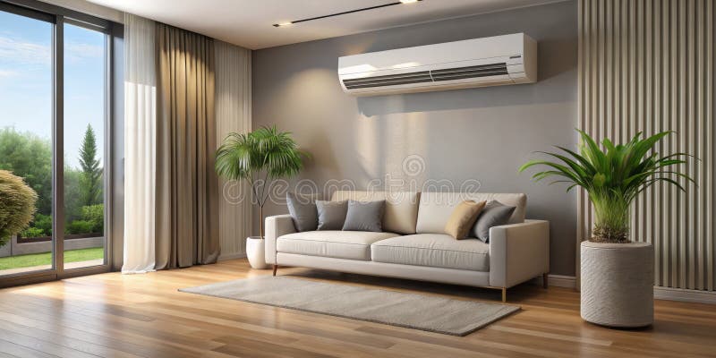 Realistic 3D Indoor Split Air Conditioner Render Detailed View of an ...