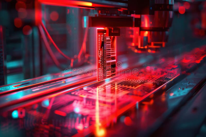 Realistic 3D Laser Strip Scanning Across a Barcode Stock Illustration ...