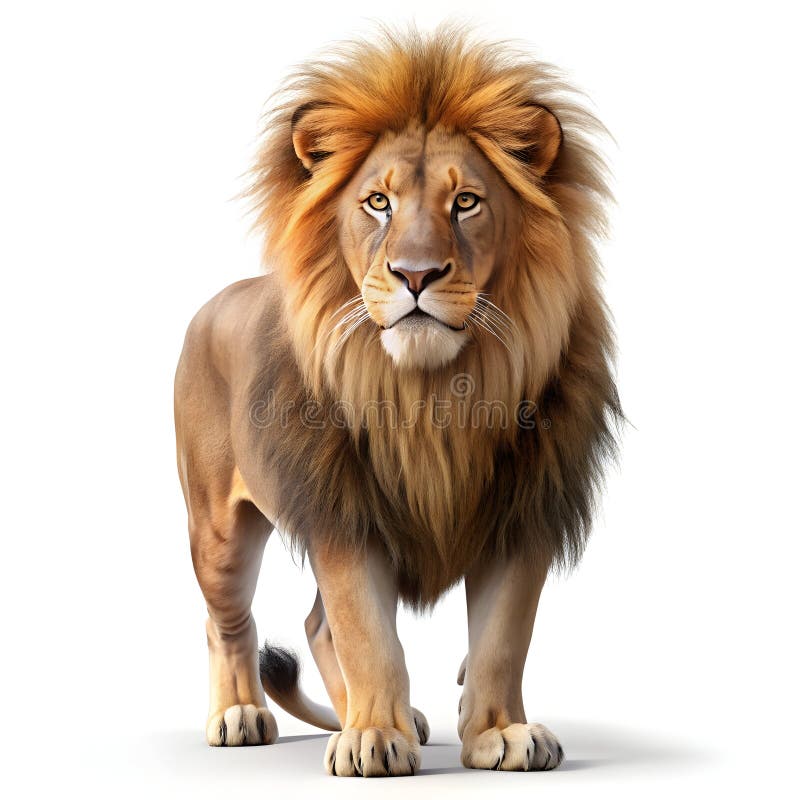 Realistic 3D Lion Isolated on White Background Stock Illustration ...