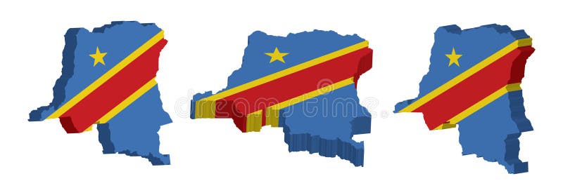 Realistic 3D Map of Democratic Republic of Congo Vector Design Template ...