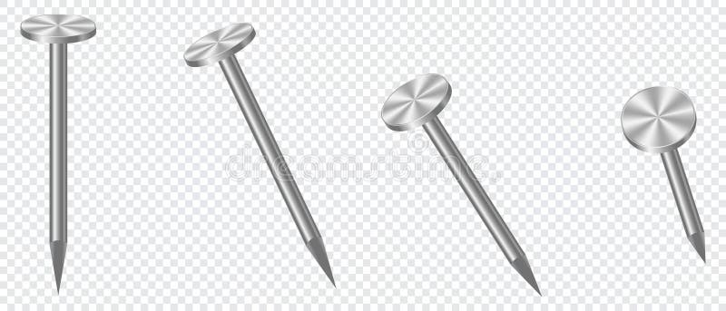 Realistic 3d Metal Nails. Nail Metal. Realistic Set of Metal Pins ...