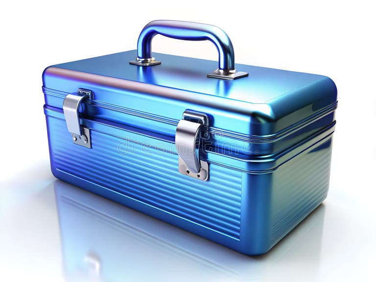 Realistic 3D Metallic Toolbox Rendering Empty LeftSide View with Shiny ...