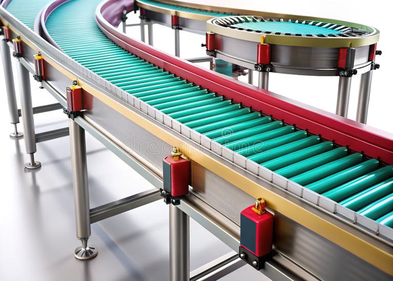 Realistic 3D Model of a Conveyor Belt System a Deep Focus Mockup for ...