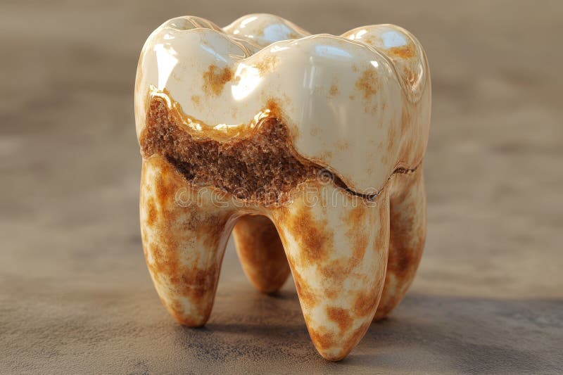 A Detailed 3D Model of a Decayed Tooth that Showcases Plaque ...